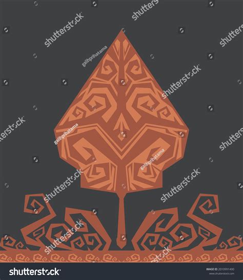Illustration Gunungan Wayang One Instrument Traditional Stock Vector