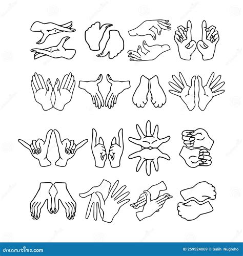 Different Hand Gestures Hand Gesture Drawing Vectors Stock Vector