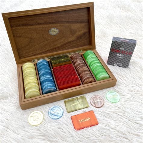 Mallette de en Bois 198 jetons Nacrés Cartes Cie