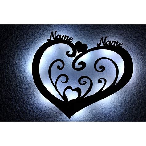 Herz LED Nachtlicht Herzchen Schlummerlicht Deko Personalisiert Mit
