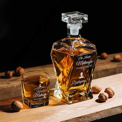 Karafka z Grawerem i Szklanka Do Whisky Prezent dla Księdza Łamana