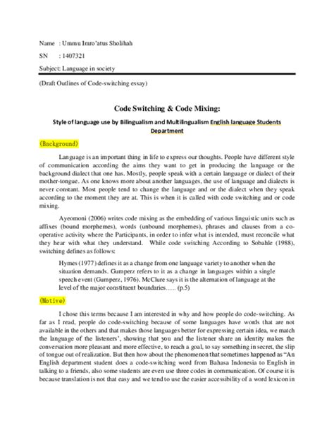 pdf code switching and code mixing style of language use by bilingualism and multilingualism