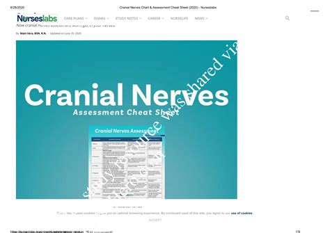 NURSING MISC 2021 Cranial Nerves Assessment Chart And Cheat Sheet