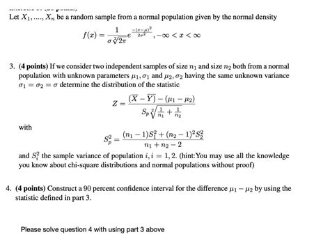 solved let x1 xn be a random sample from a normal