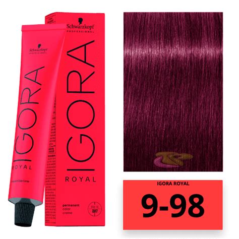 Tinte Igora Royal 9 98 Rubio Muy Claro Violeta Rojo 60 Ml Schwarzkopf 7