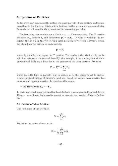 dynamics and relativity 2012 2013 lecture 5 systems of particles 5 systems of particles so