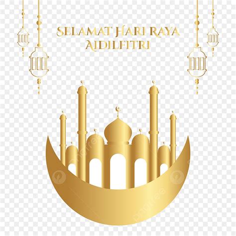 Hari Raya Aidilfitri Vector Hd Images Gold Background Selamat Hari