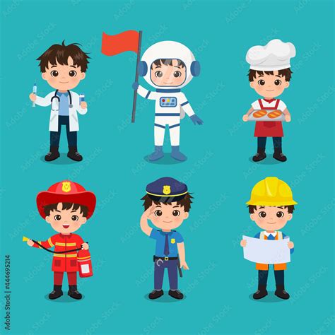 Collection Of Cute Boy In Different Profession Labor Day Clip Art