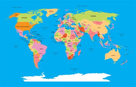 World Map With Country Name Vector Art At Vecteezy