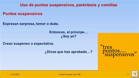 Lengua Signos de puntuación puntos suspensivos comillas y