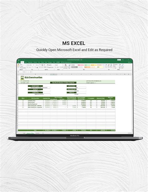 Schedule Of Value Template
