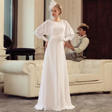 Brautmode 2024 Langarm Chiffon Empire Brautkleid Fania Bodenlang