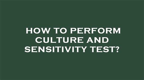 How To Perform Culture And Sensitivity Test YouTube