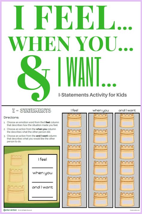 I Statements Worksheet For Elementary Educators