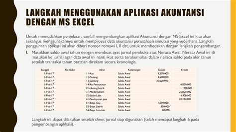 PPT APLIKASI AKUNTANSI DENGAN MS EXCEL PowerPoint Presentation Free