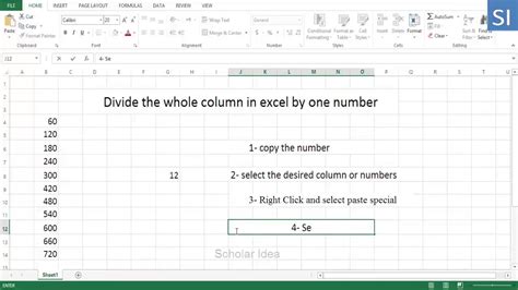 divide whole column in excel on one number youtube