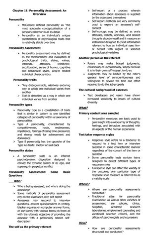 Chapter 4 Psychological Testing And Assessment CHAPTER 4 OF TESTS