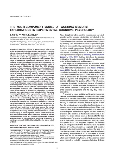 pdf the multi component model of working memory explorations in experimental cognitive