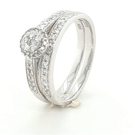 14 Kt White Gold Ring Set 0 35 Ct Diamonds Catawiki