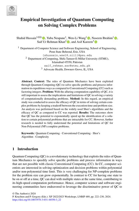 pdf empirical investigation of quantum computing on solving complex problems