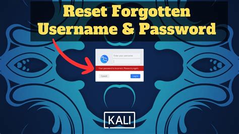 How To Reset Forgotten Username And Password In Kali Linux Youtube