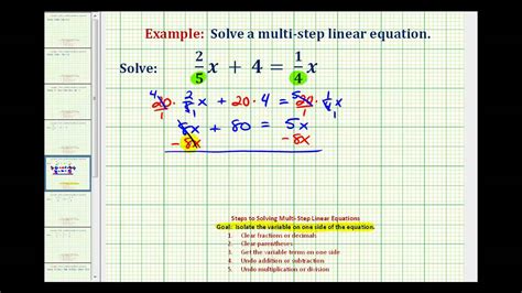ex 1 solve an equation with fractions with variable terms on both sides youtube