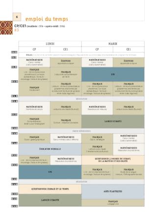 Emplois Du Temps Programmations Ce Fichesp Dagogiques