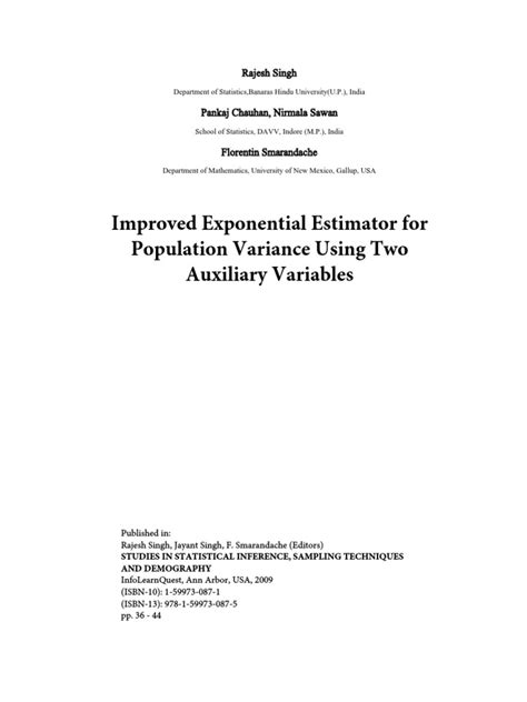 improved exponential estimator for population variance using two auxiliary variables pdf