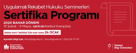 Uygulamalı Rekabet Hukuku Seminerleri Sertifika Programı 2020 Bahar