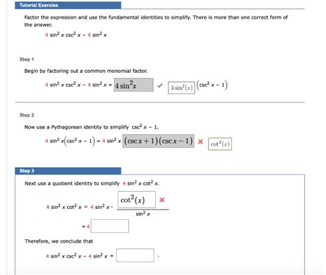 solved tutorial exercise factor the expression and use the