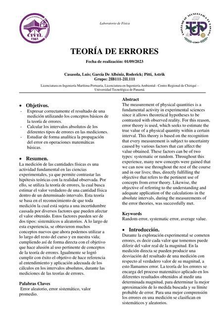 LABORATORIO 2 FISICA I Thomas Espinosa UDocz