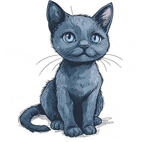 Gato siamés sentado sobre un fondo blanco ilustración dibujada a mano