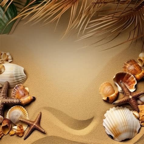 Conchas do mar nos papéis de parede da praia Foto Premium