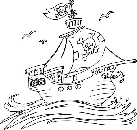 Coloriage Bateau Pirate 3 télécharger et imprimer gratuit sur