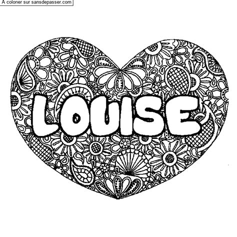 Dessin colorié Coloriage prénom LOUISE décor Mandala coeur par un