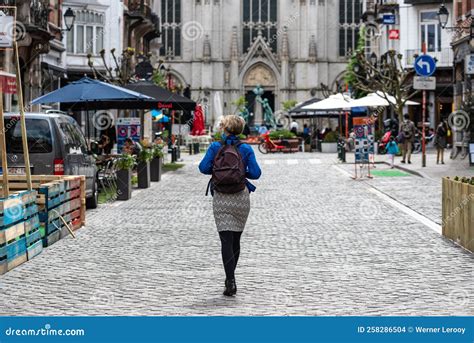 Ixelles Brussels Capital Region Belgium Attractive Woman In Dress