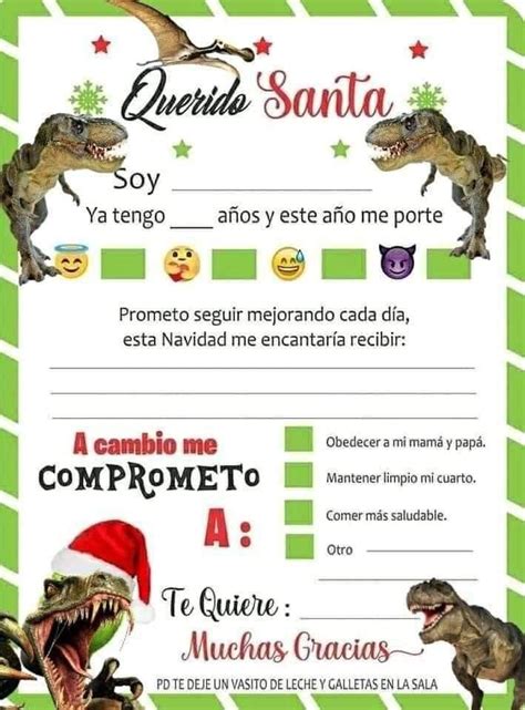 Carta A Santa Dinosaurios Carta A Santa Querido Santa Cartas