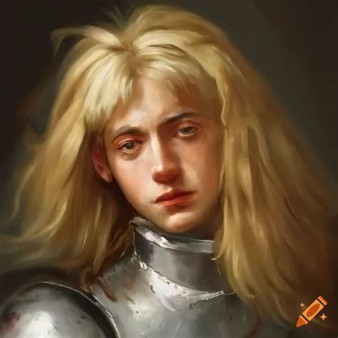 Oil Painting Of A Blonde Knight With Long Hair On Craiyon