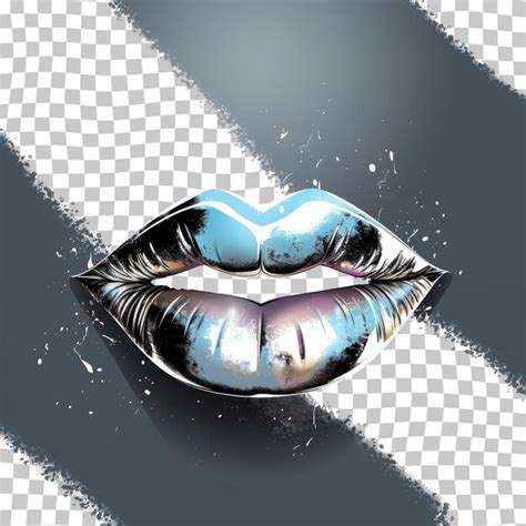 Beso de lápiz labial gris sobre un fondo transparente labios hermosos