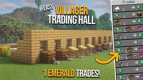 EASIEST Villager Trading Hall ALL TRADES 1 EMERALD In 2023