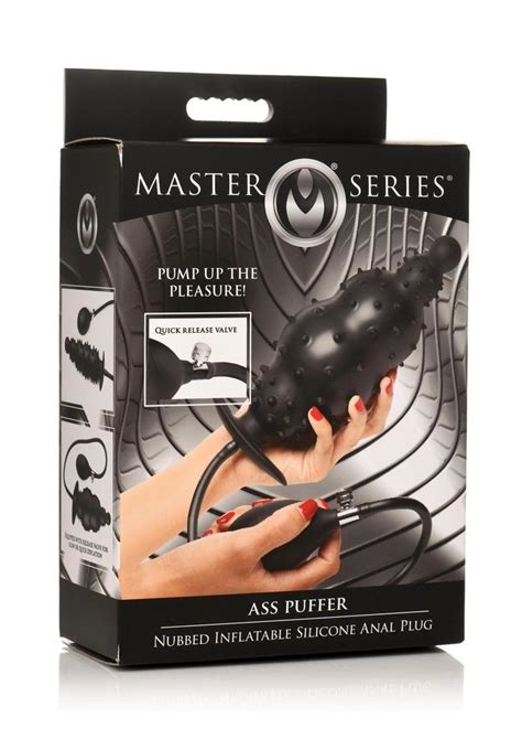 Master Series Ass Puffer Nubbed Inflatable Silicone Anal Plug Black