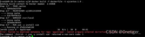 dockerbuild的时候the command ‘ bin sh c yum y install vim‘ returned a non zero code 1 docker
