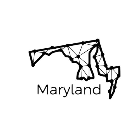 Ilustración poligonal del mapa del estado de maryland hecha de líneas y