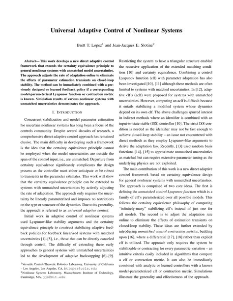 pdf universal adaptive control of nonlinear systems