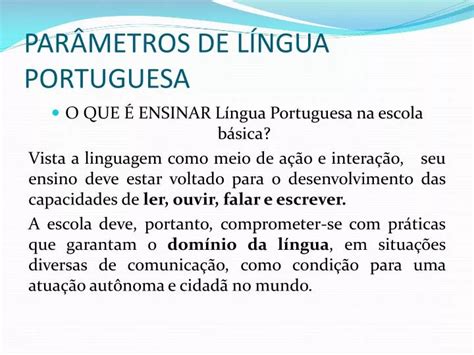 PPT PARÂMETROS DE LÍNGUA PORTUGUESA PowerPoint Presentation free