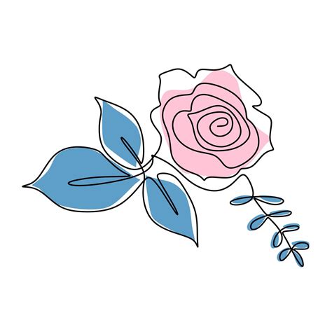 diseño rosa de una línea dibujo de línea continua de flor rosa