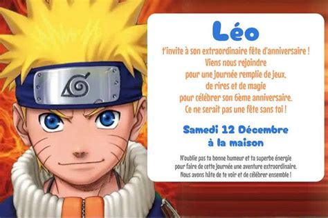 Invitation Anniversaire Naruto Invitation Anniversaire Gratuite