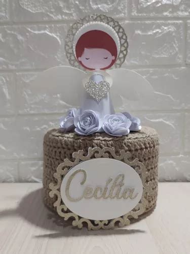 Topper Topo De Bolo Festa De Batizado Anjinha Personalizado Venda Em