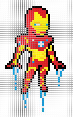 Minecraft Iron Man Pixel Art Grid