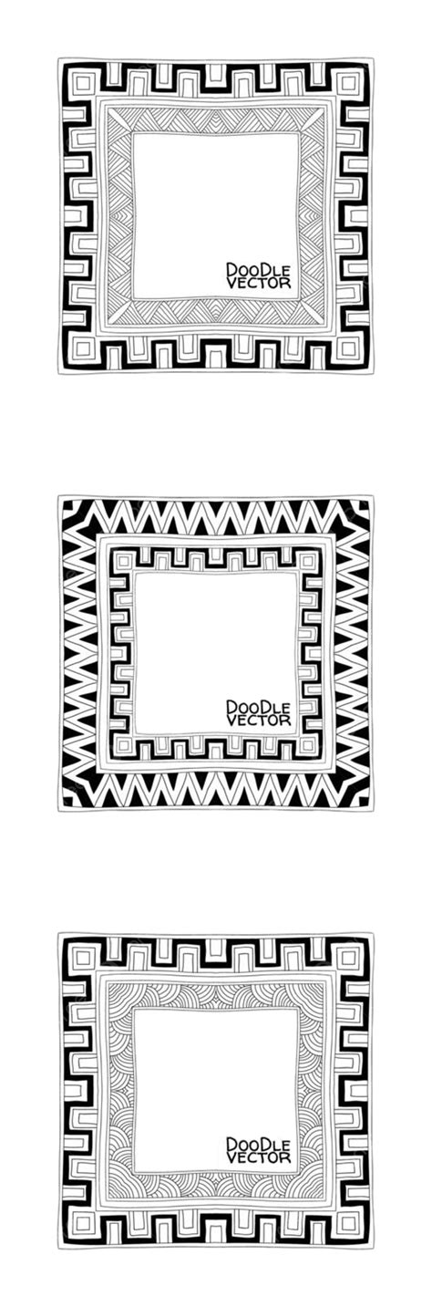 Hand Drawn Doodle Border Frames Set Sketchy Pattern Vector Set